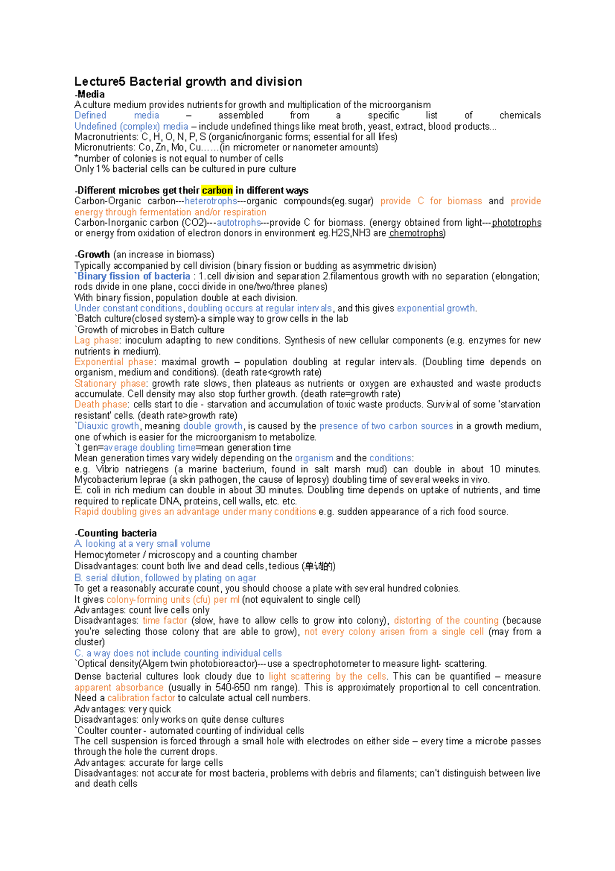 Lecture 5 Bacterial growth and division - Lecture5 Bacterial growth and ...