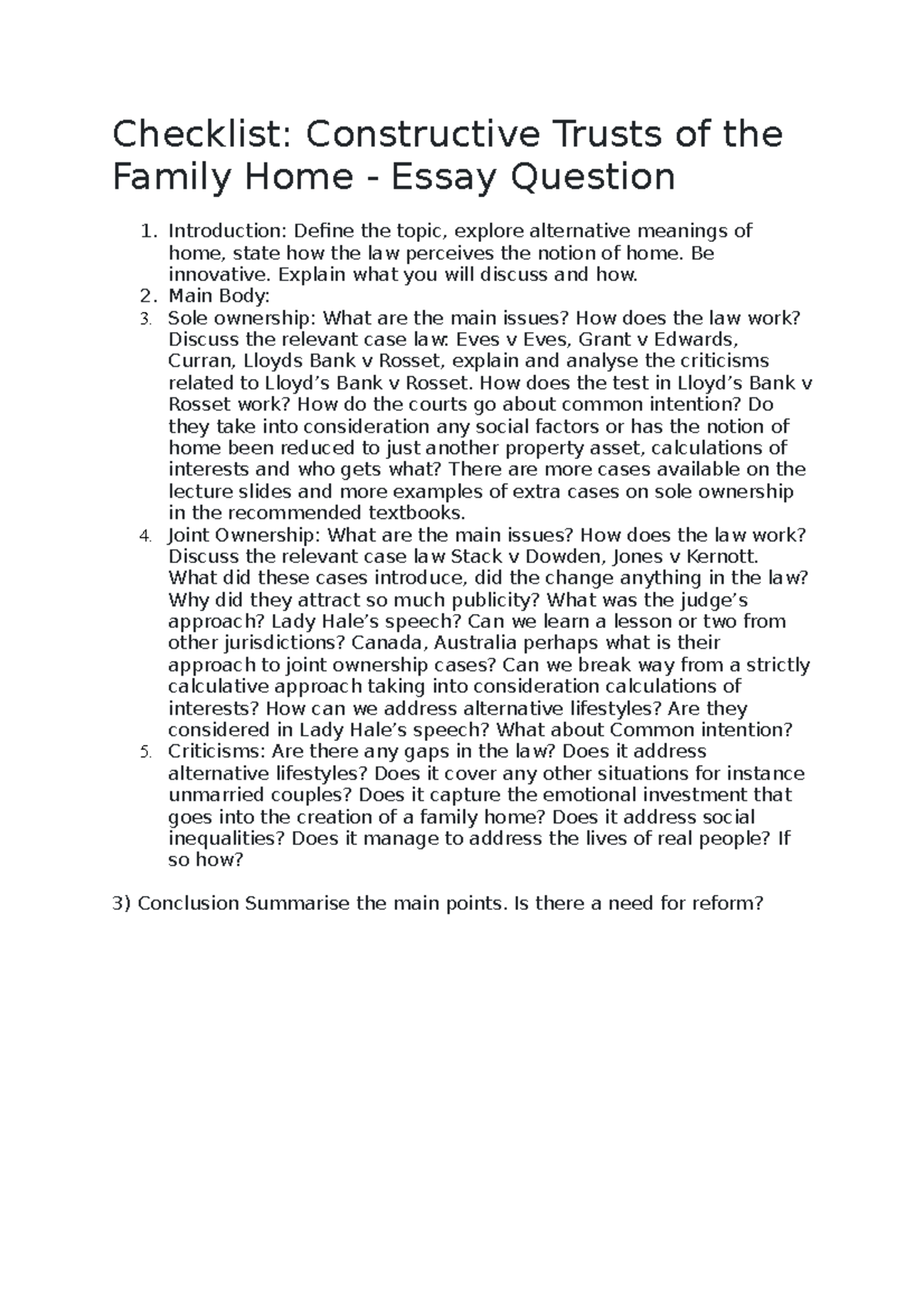 Checklist Constuctive Trusts of the Family Home - Be innovative ...