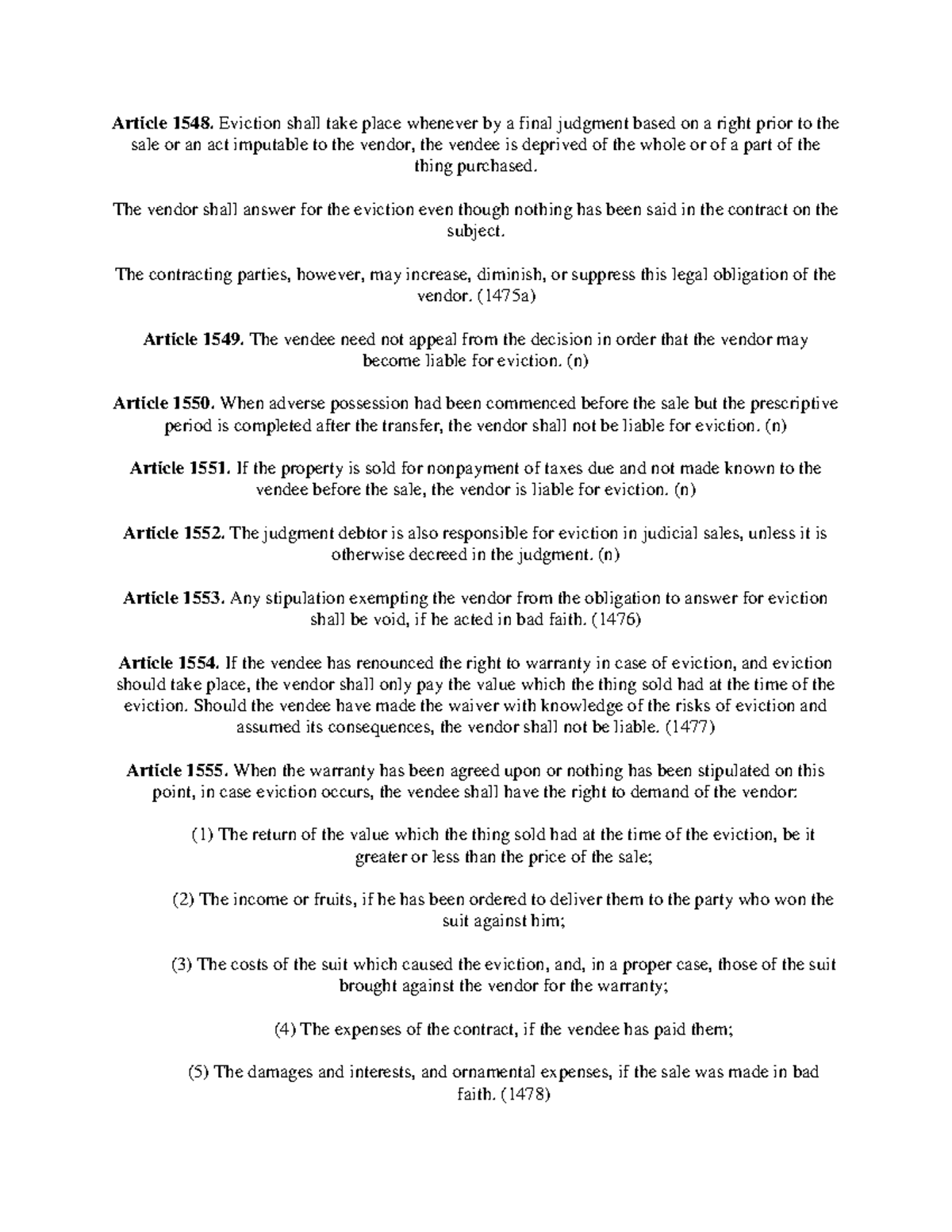 PHL50160-76 - n/a - Article 1548. Eviction shall take place whenever by ...