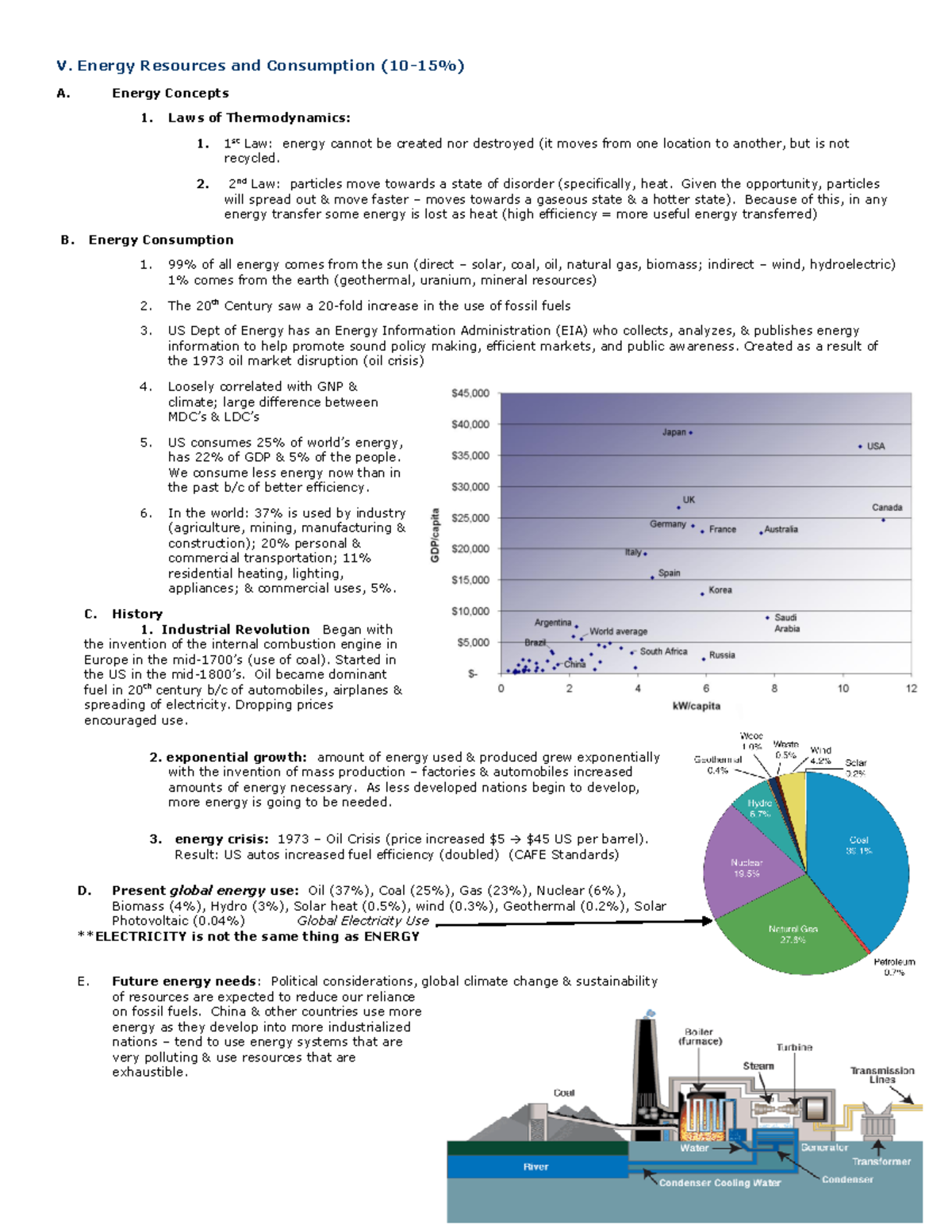 Energy Review for AP Exam Final 2018 - V. Energy Resources and Consumption (10-15%) A. Energy ...