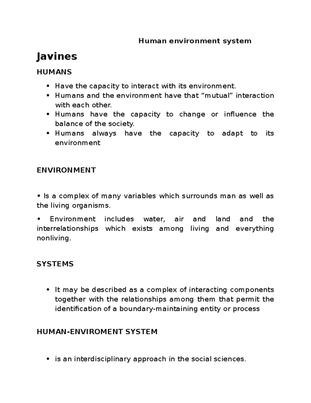 Human environment system - Human environment system Javines HUMANS Have ...
