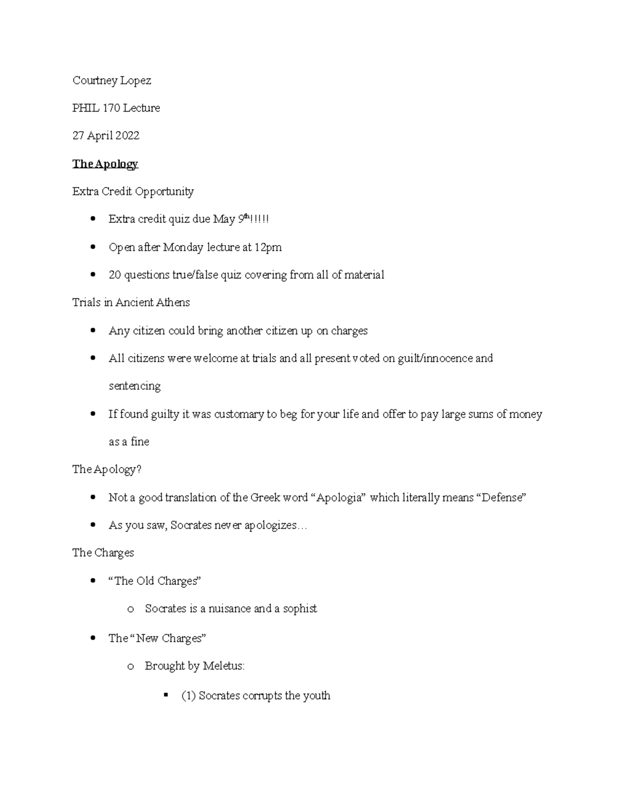 Phil 170 427 Lecture Notes That Are Helpful For Exams Courtney Lopez Phil 170 Lecture 27