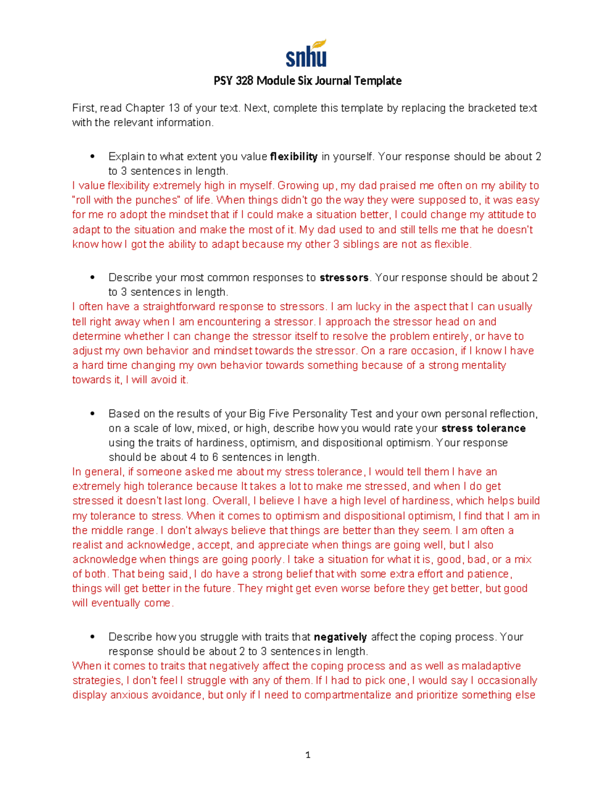 PSY 328 Module Six Journal Template 1 - PSY 328 Module Six Journal ...