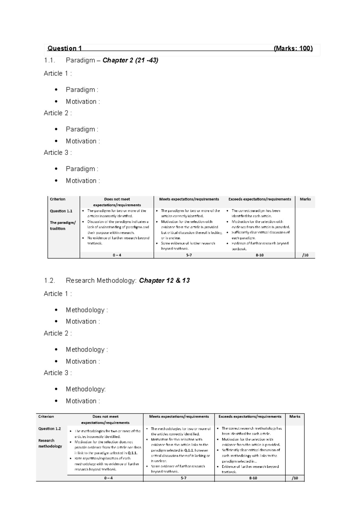 INRS 7321 Summative Guide - Question 1 (Marks: 100) Paradigm – Chapter ...