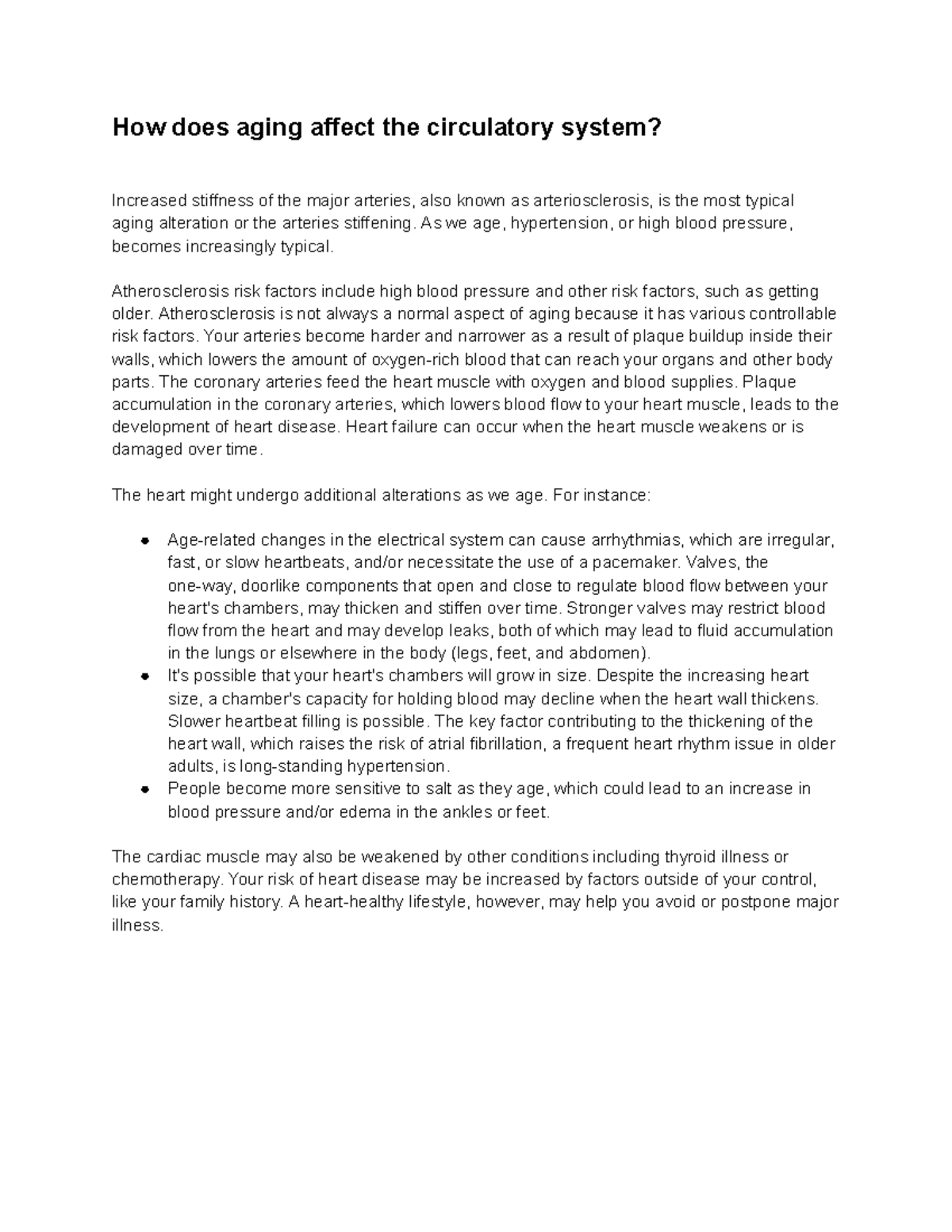 How does aging affect the circulatory system - How does aging affect ...