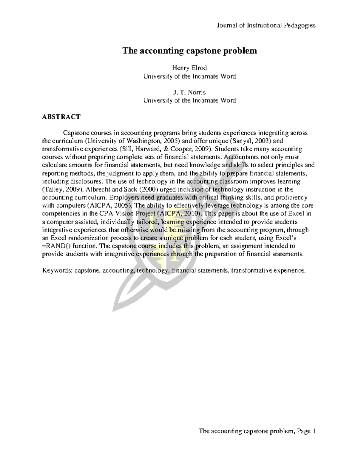 EJ1097107 - ... - The ABSTRACT Capstone courses in accou the curriculum ...