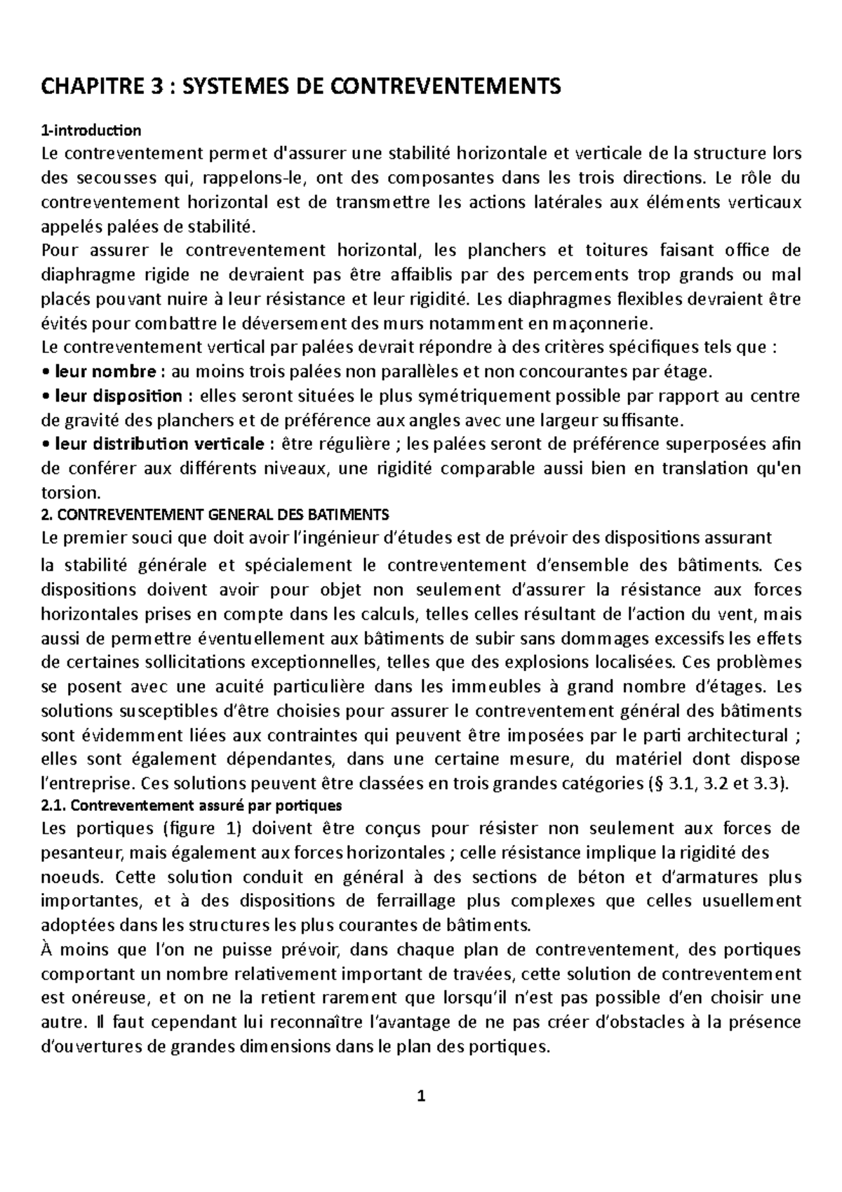 Chapitre 3 Systemes DE Contreventements - CHAPITRE 3 : SYSTEMES DE ...