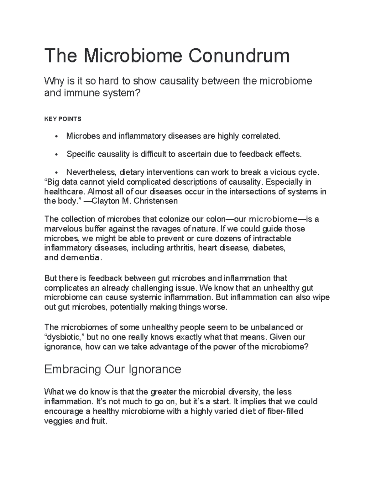 The Microbiome Conundrum - Specific causality is difficult to ascertain ...