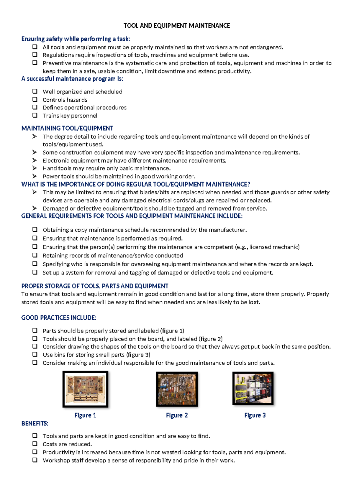 TOOL AND Equipment Maintenance - TOOL AND EQUIPMENT MAINTENANCE ...