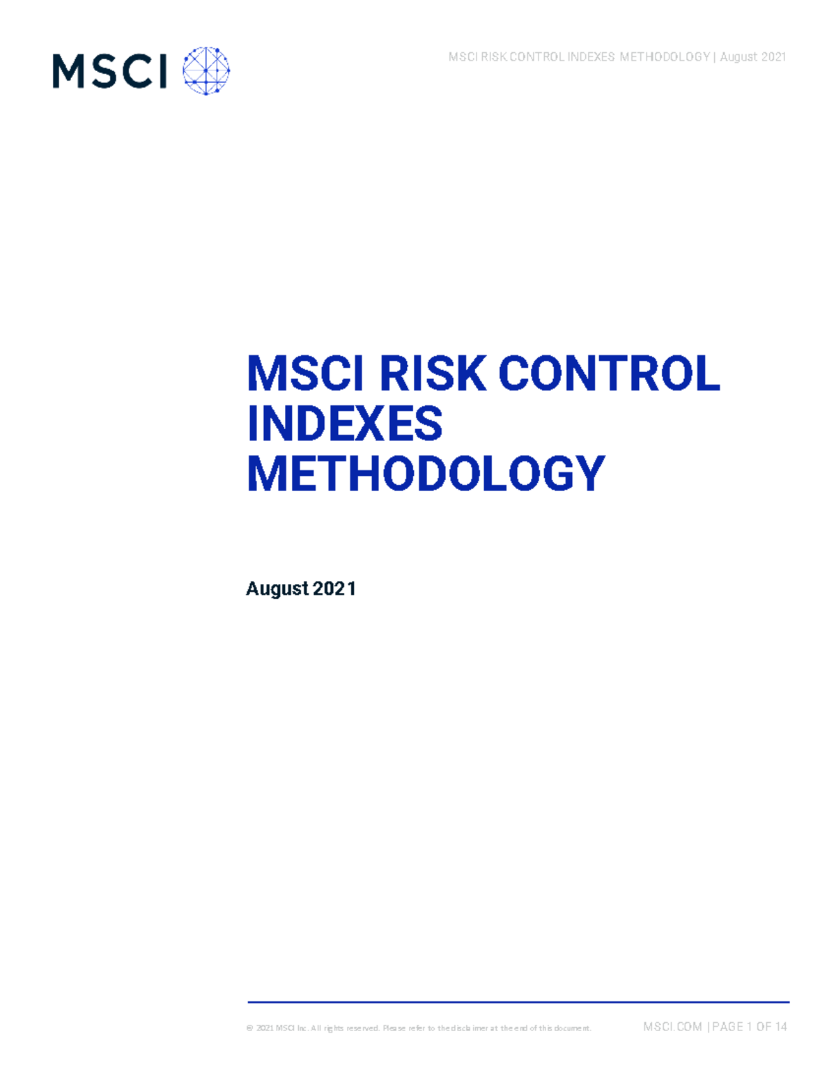 MSCI Risk Control Indexes Methodology Aug2021 - MSCI RISK CONTROL ...