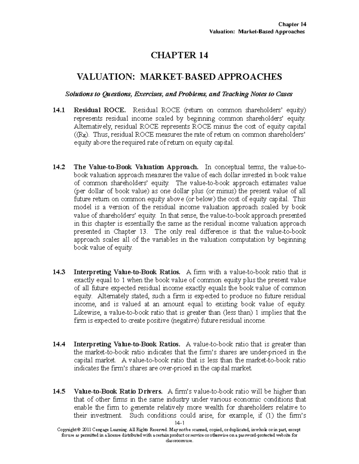 Chapter 14Sol-7e2010 F - Valuation: Market-Based Approaches CHAPTER 14 ...