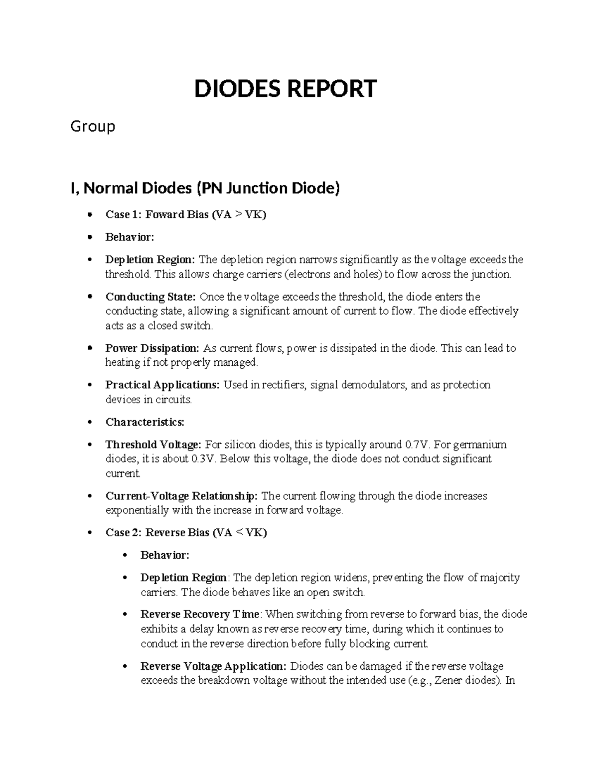 Diodes Group Report - ÔPI - DIODES REPORT Group I, Normal Diodes (PN ...