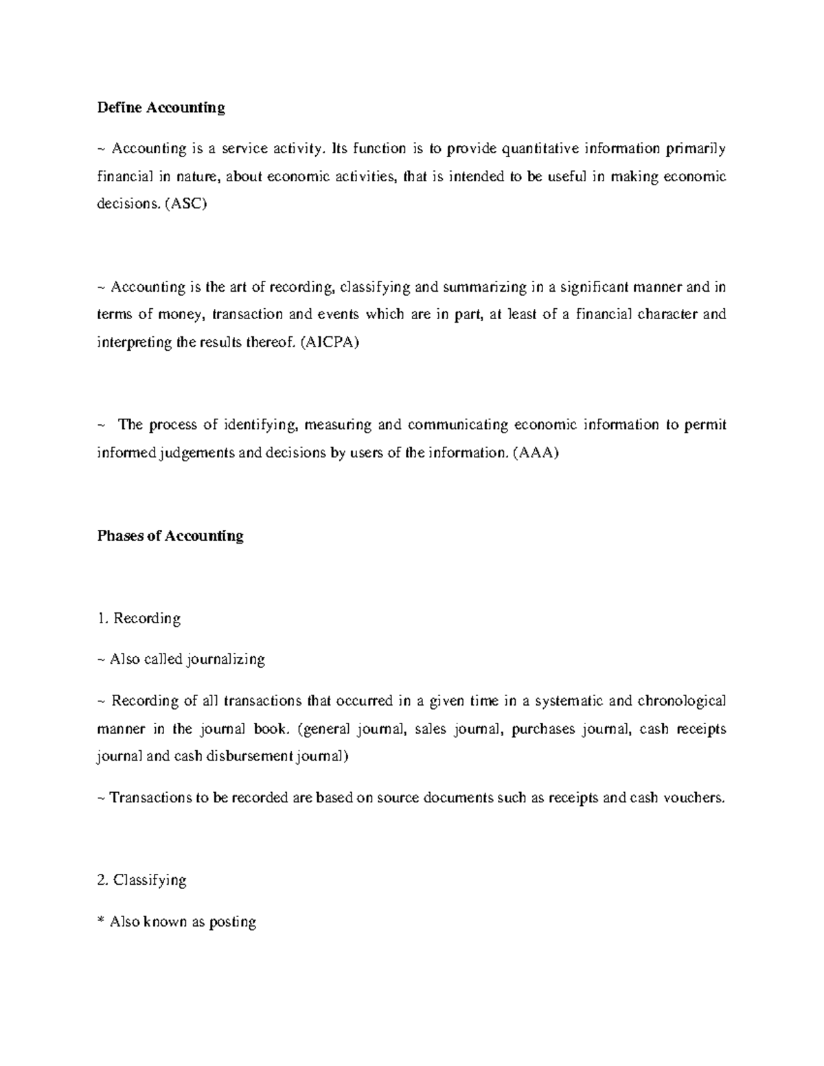Definition of Accounting - Define Accounting ~ Accounting is a service ...