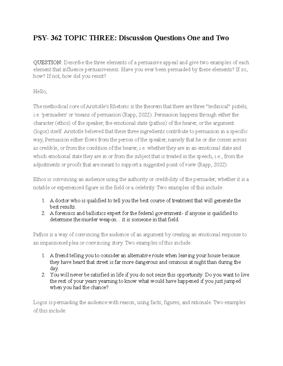 Topic Three Dicussion Questions - PSY- 362 TOPIC THREE: Discussion ...