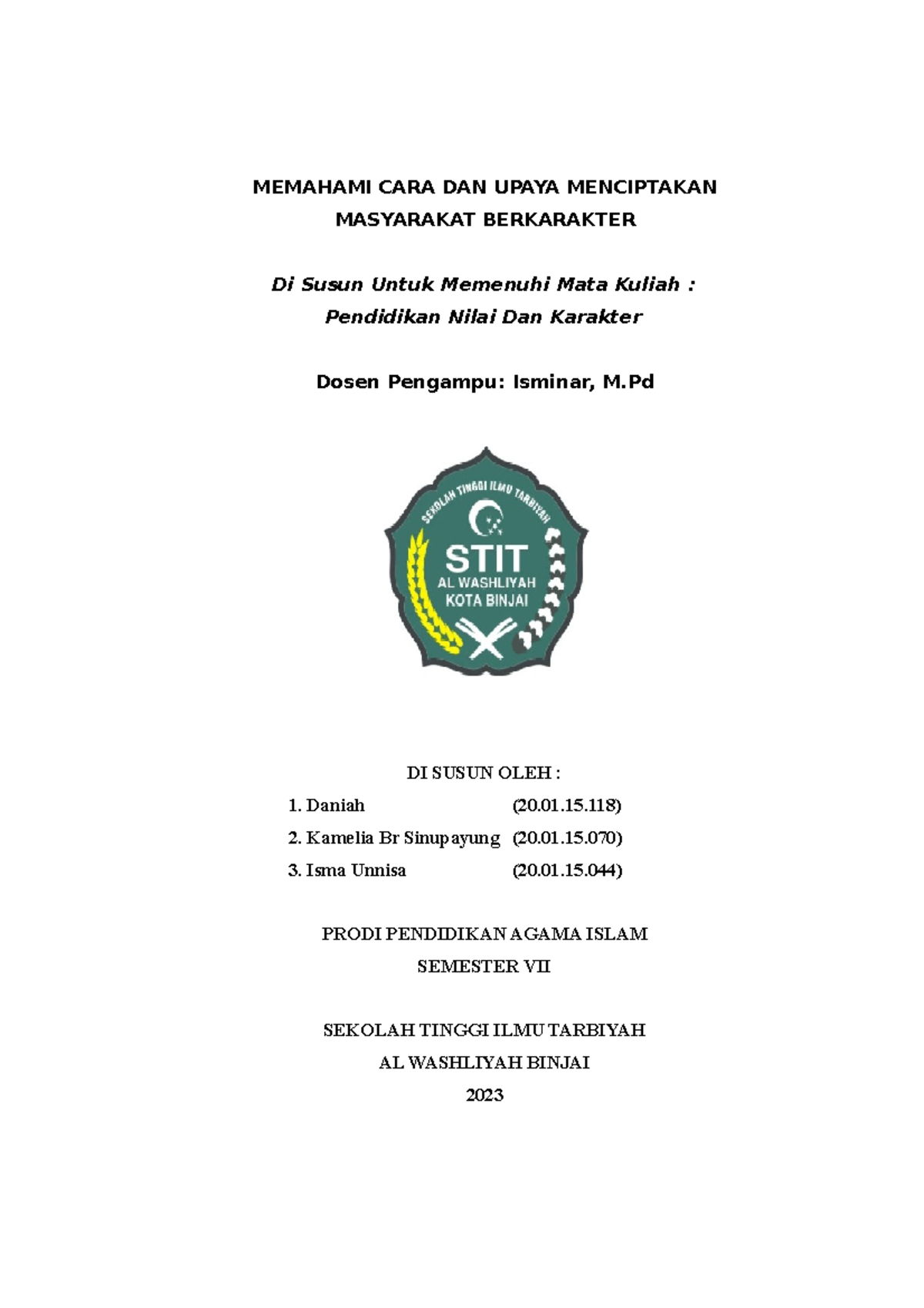 Makalah Memahami CARA DAN Upaya Menciptakan Masyarakat Berkarakter ...