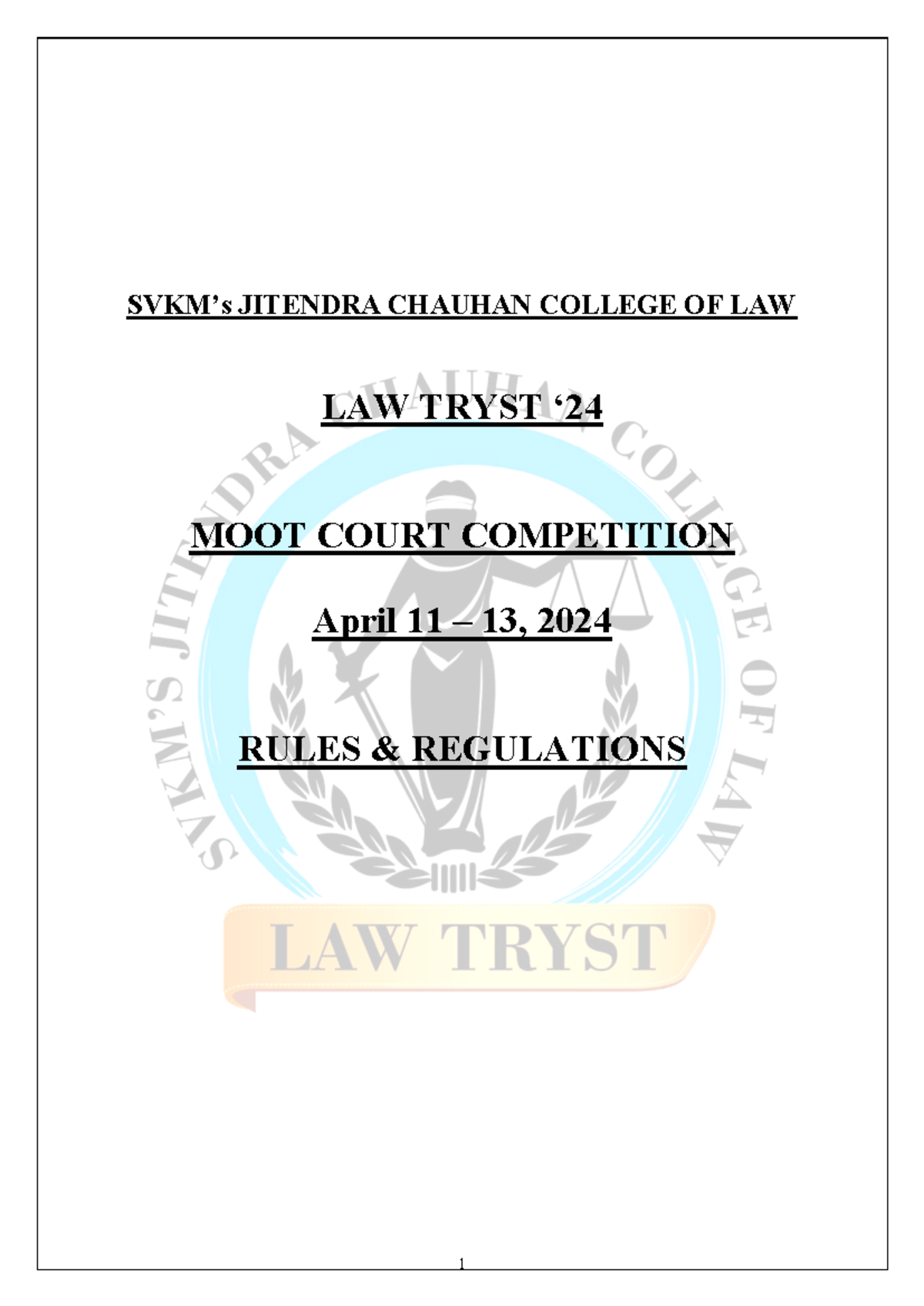 LAW Tryst 2024 MOOT Court Rules - SVKM’s JITENDRA CHAUHAN COLLEGE OF ...