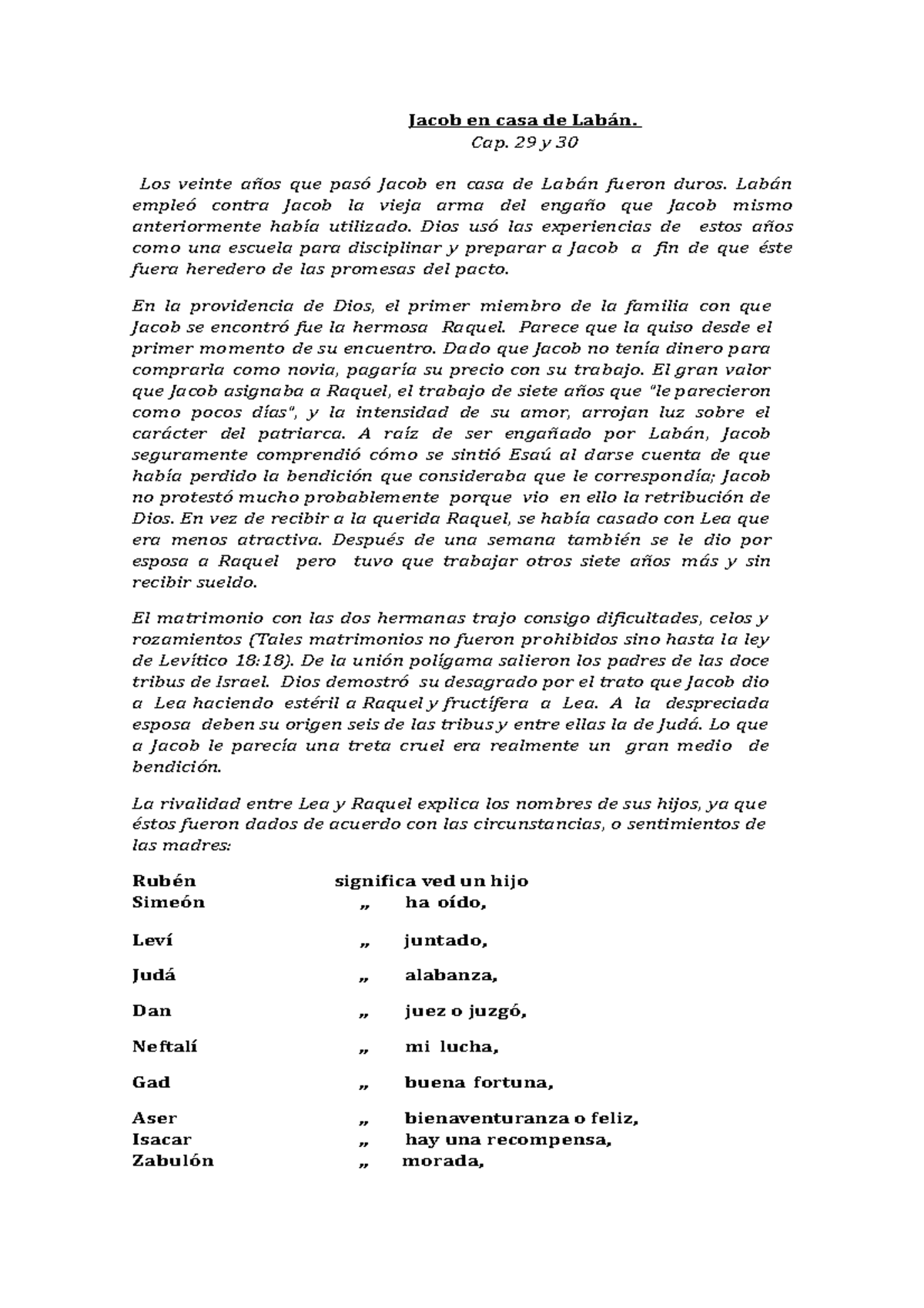 Jacob en casa de Labán - ddd - Jacob en casa de Labán. Cap. 29 y 30 Los ...