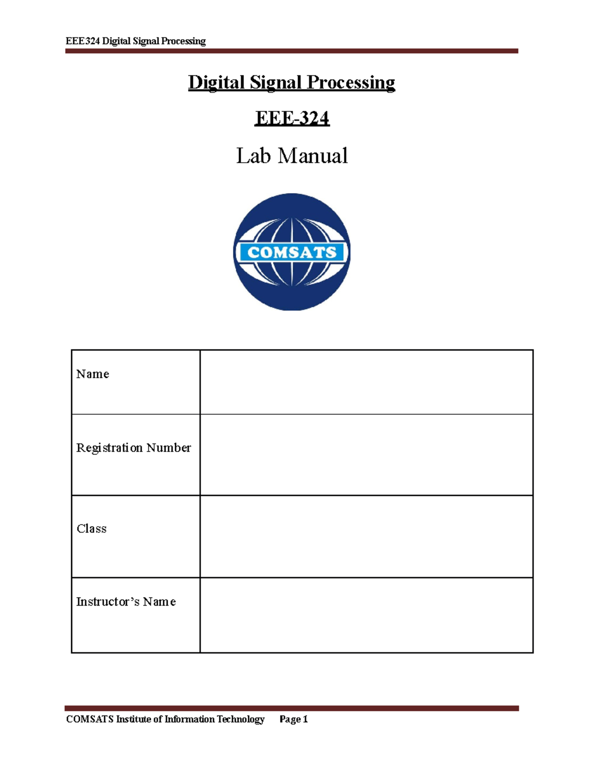 DSP LAB Manual - EEE324 Digital Signal Processing Digital Signal Processing EEE- Lab Manual Name ...