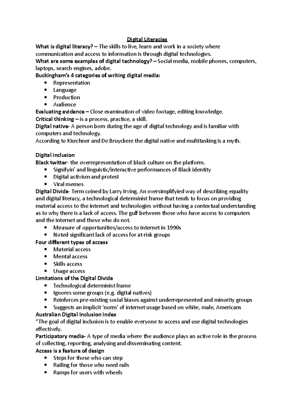 Digital Literacies - Notes - Digital Literacies What is digital ...