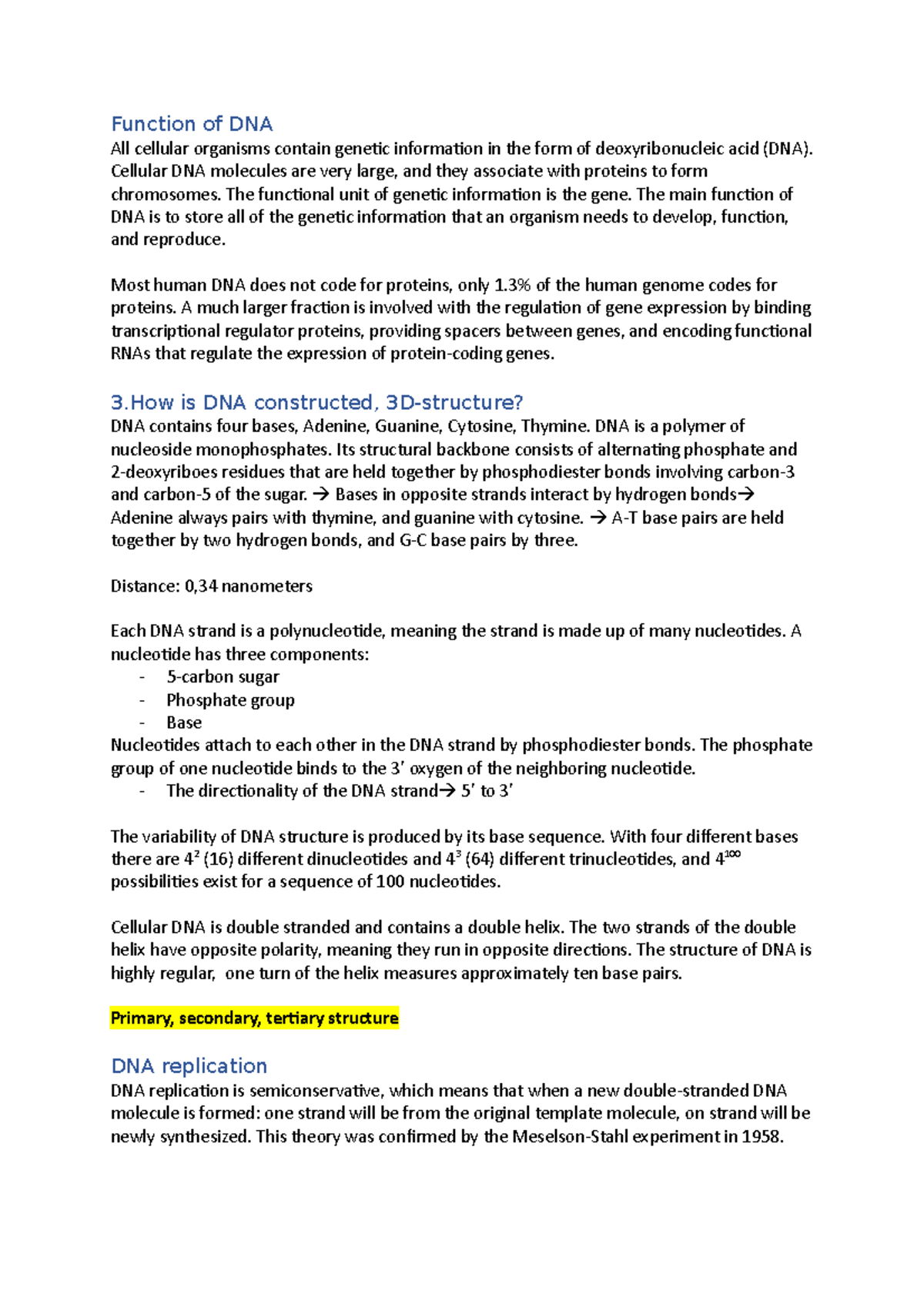 Function of DNA case 2 - Function of DNA All cellular organisms contain ...