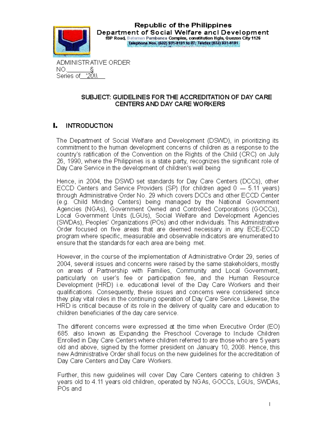 DSWD - 12313 - Republic of the Philippines Department of Social Welfare ...