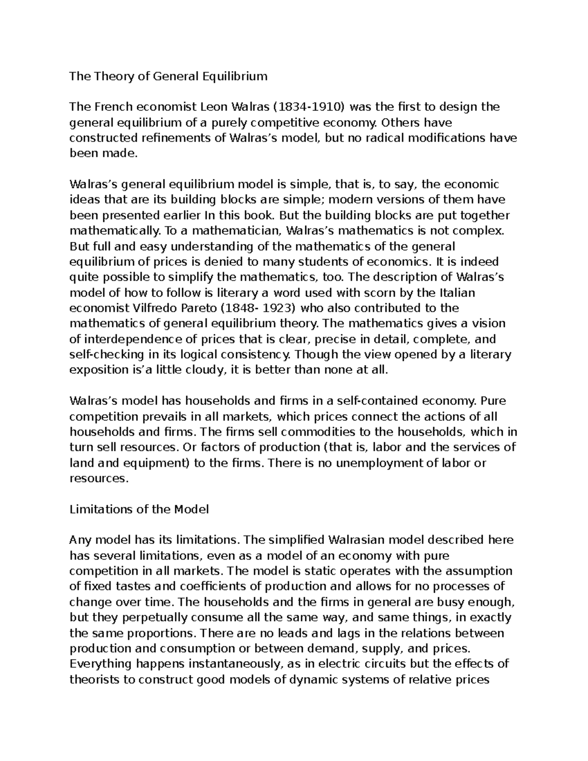 Chapt 11 - Economics - The Theory of General Equilibrium The French ...