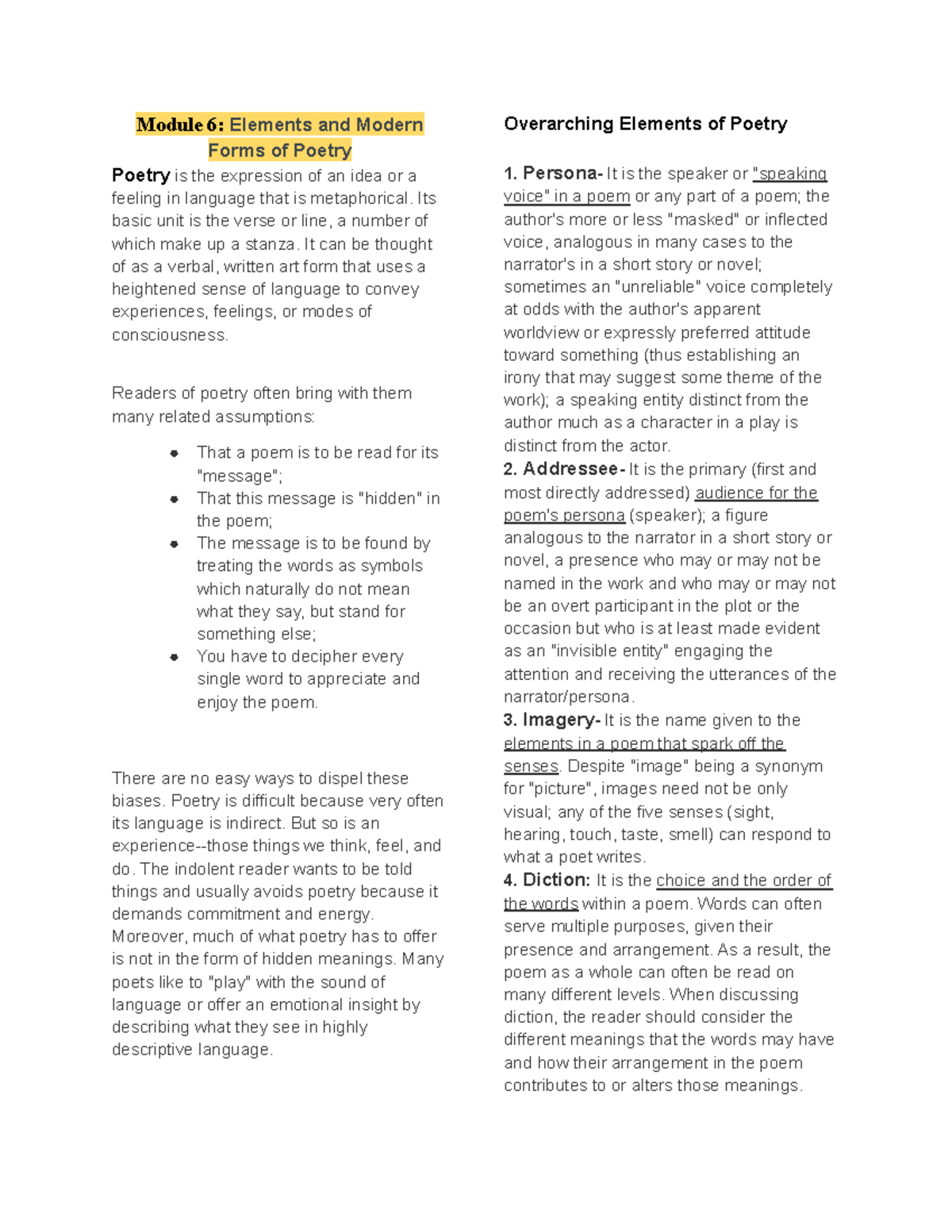 21st Literature Reviewer - Module 6: Elements and Modern Forms of ...