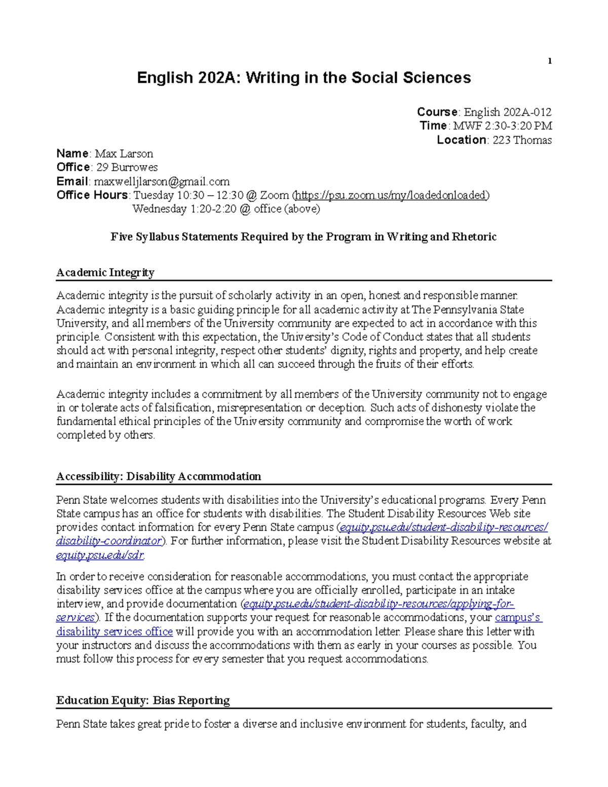 202A Syllabus - English 202A: Writing in the Social Sciences Course ...