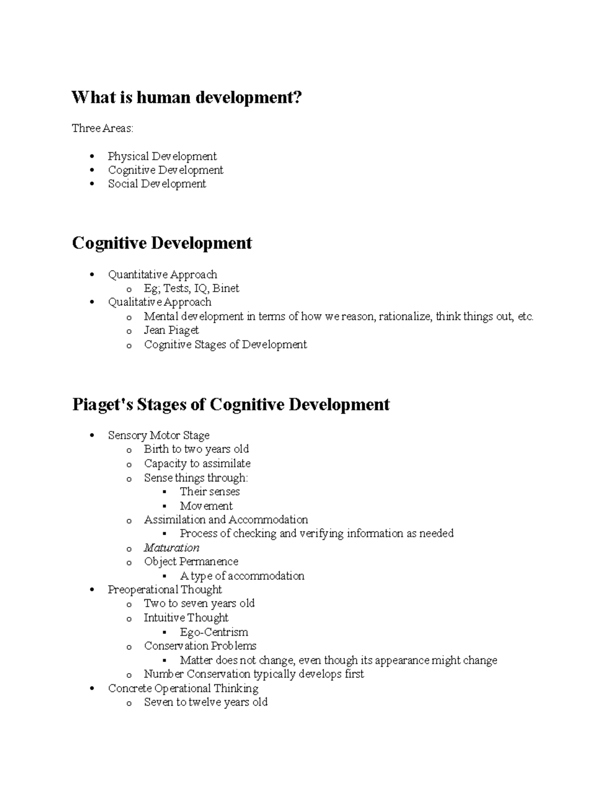 Human Development - Lecture notes 4-5 - What is human development ...