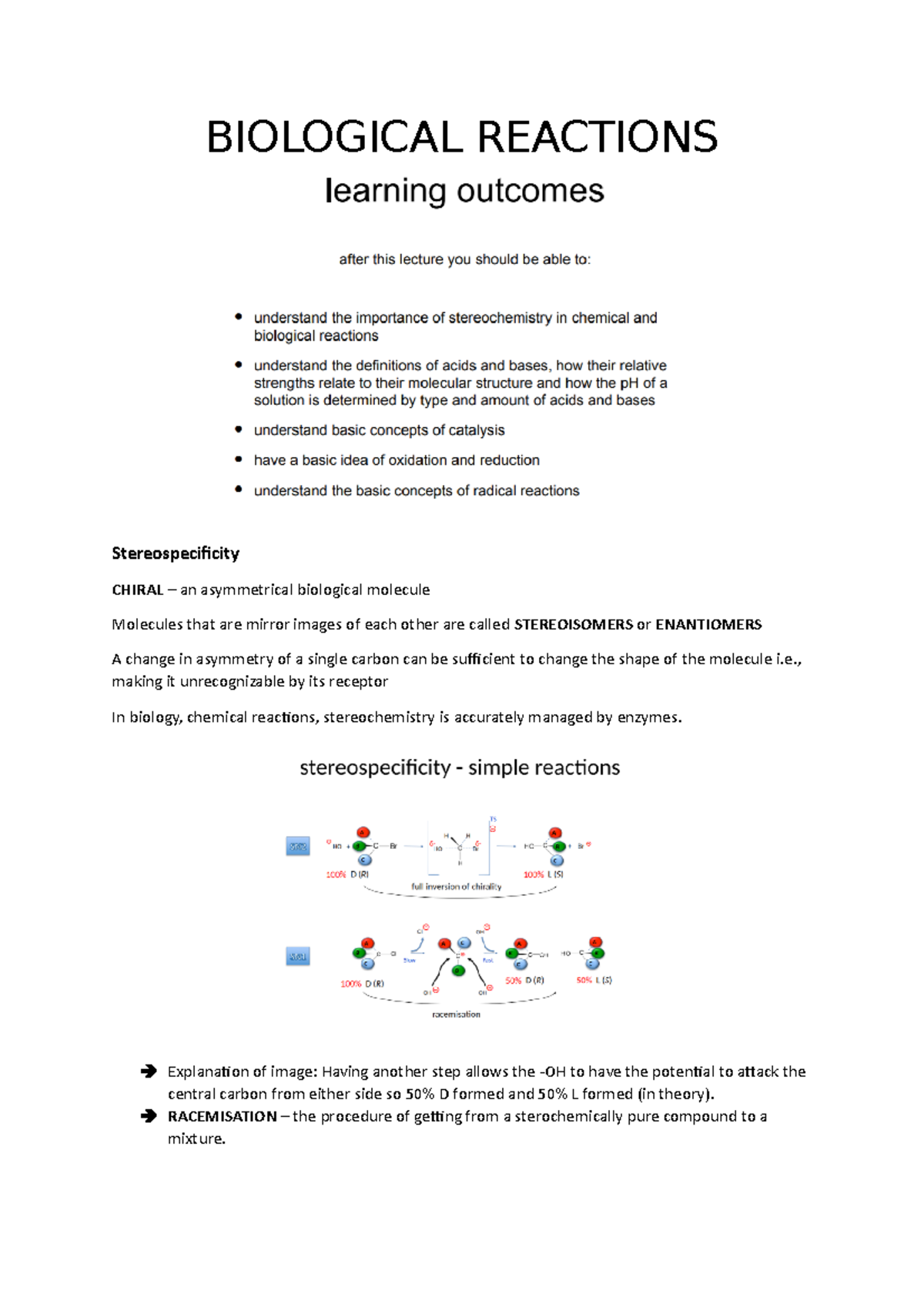 Biological Reactions - Chemistry Lecture Notes - BIOLOGICAL REACTIONS ...