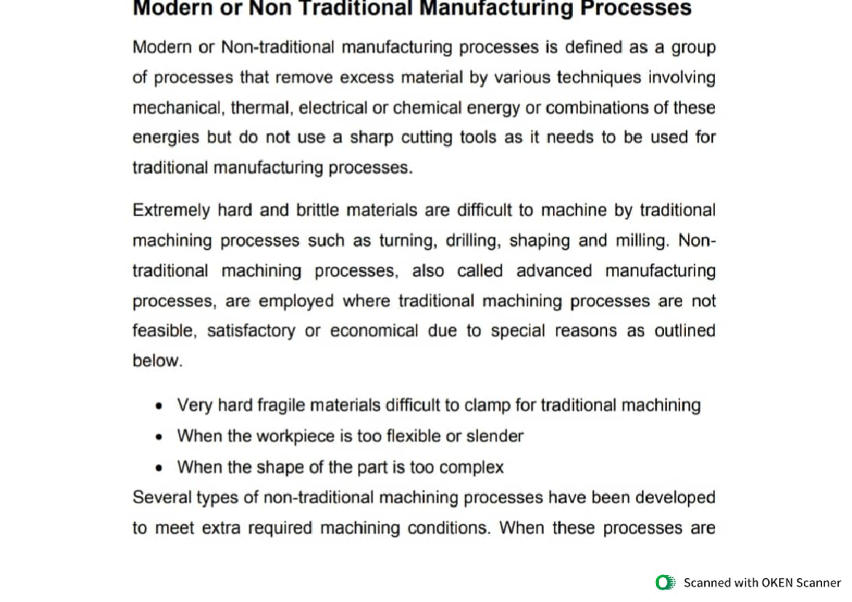 Modern Manufacturing Process- Modern or Non Traditional Manufacturing ...