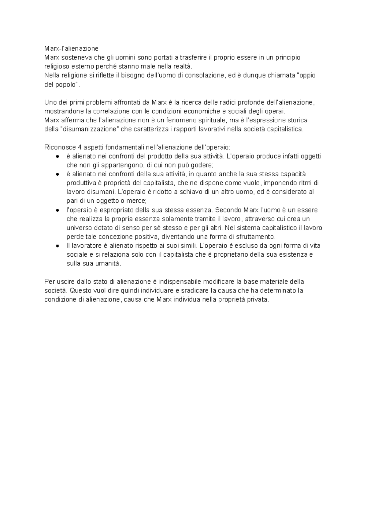 Marx-alienazione - Marx-l’alienazione Marx sosteneva che gli uomini ...