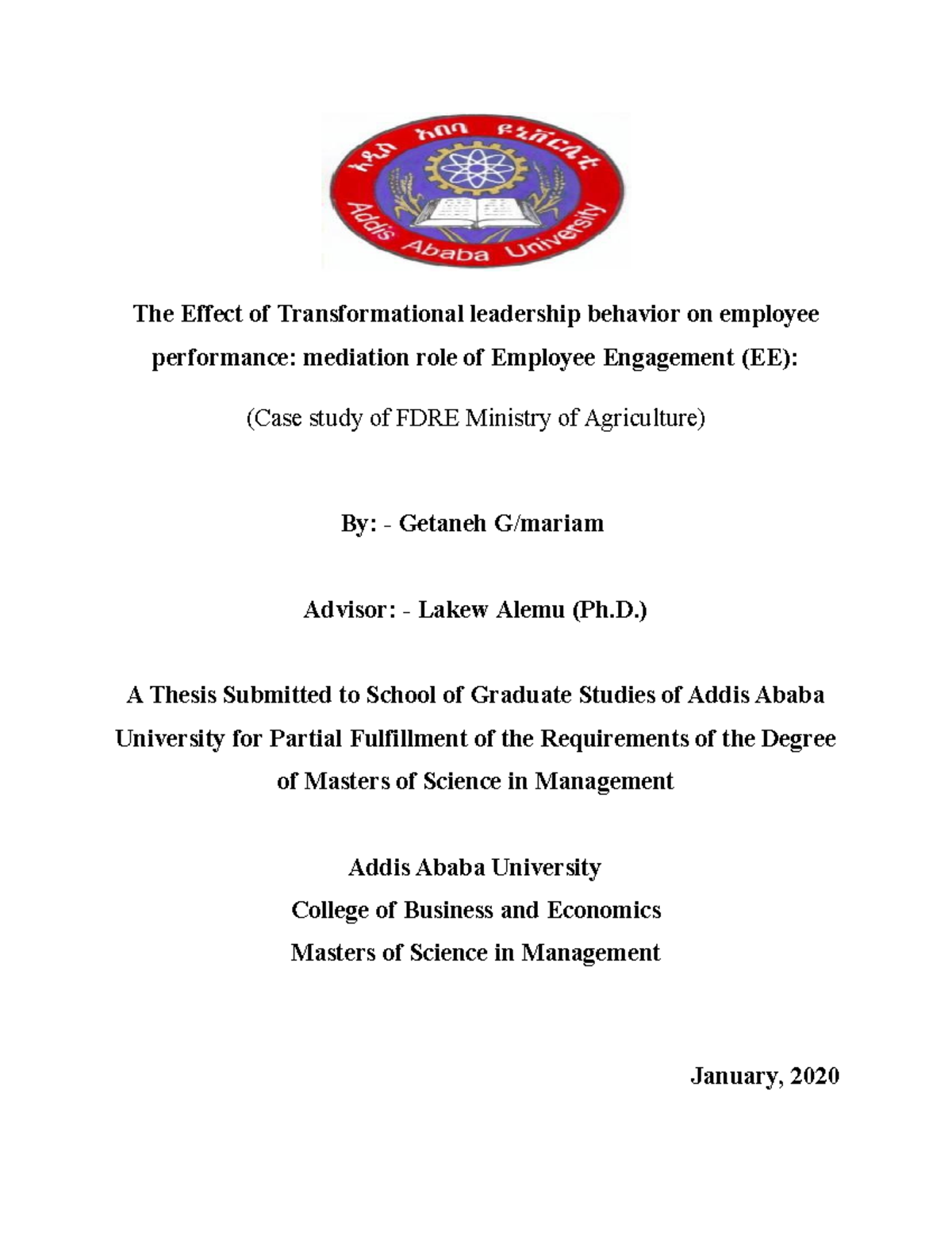 Getaneh Gmariam - NNGHGH - The Effect of Transformational leadership ...