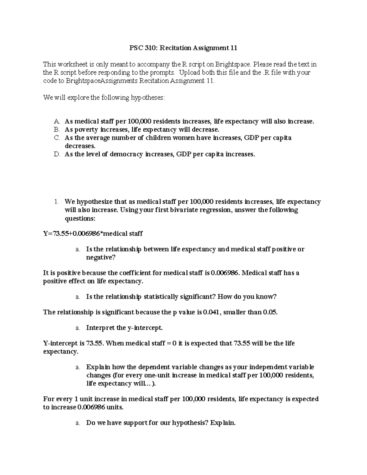 Psc310 Recitation Worksheet 2 Psc 310 Recitation Assignment 11 This Worksheet Is Only Meant