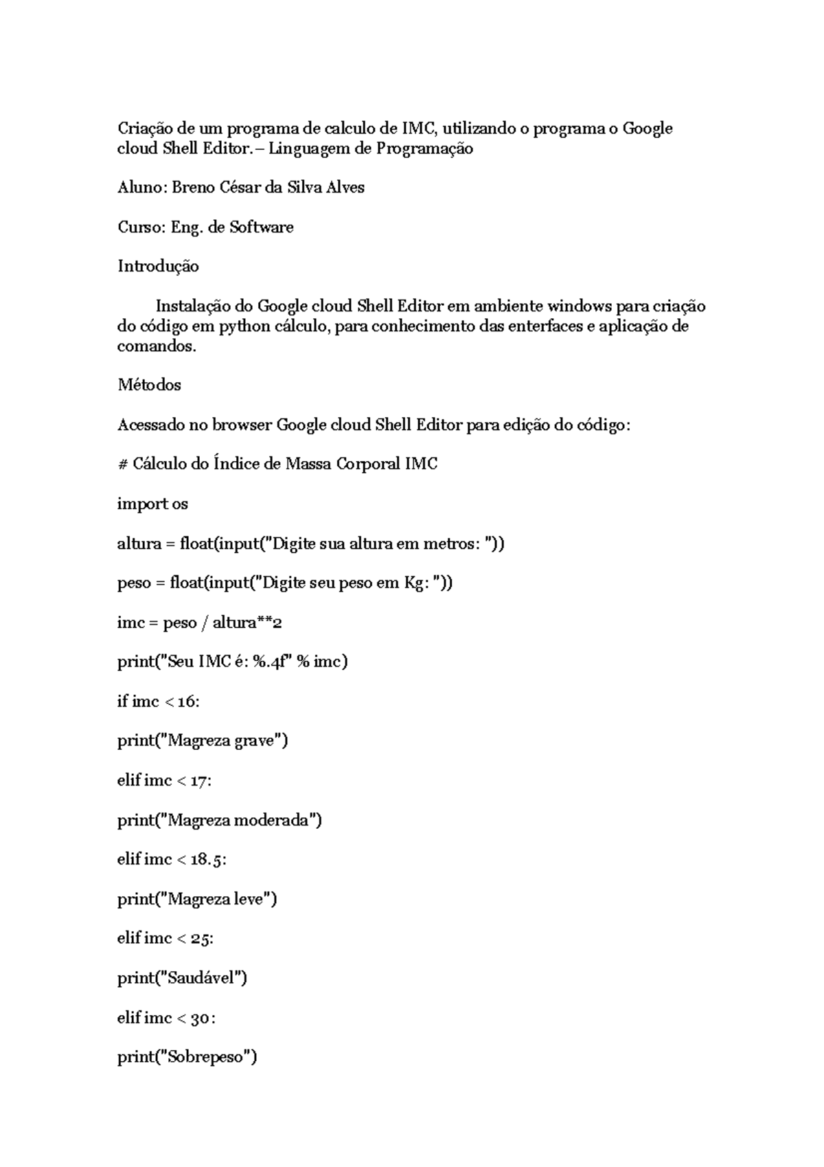 Portifólio Criar um programa que calcule IMC - Criação de um programa ...