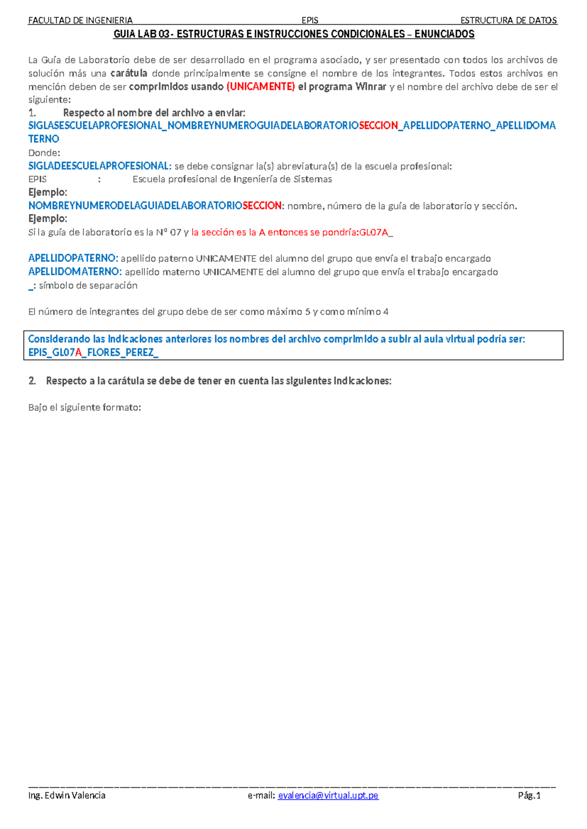 GUIA LAB 03 - Estructuras E Instrucciones Condicionales - Enunciados - GUIA LAB 03 - ESTRUCTURAS ...