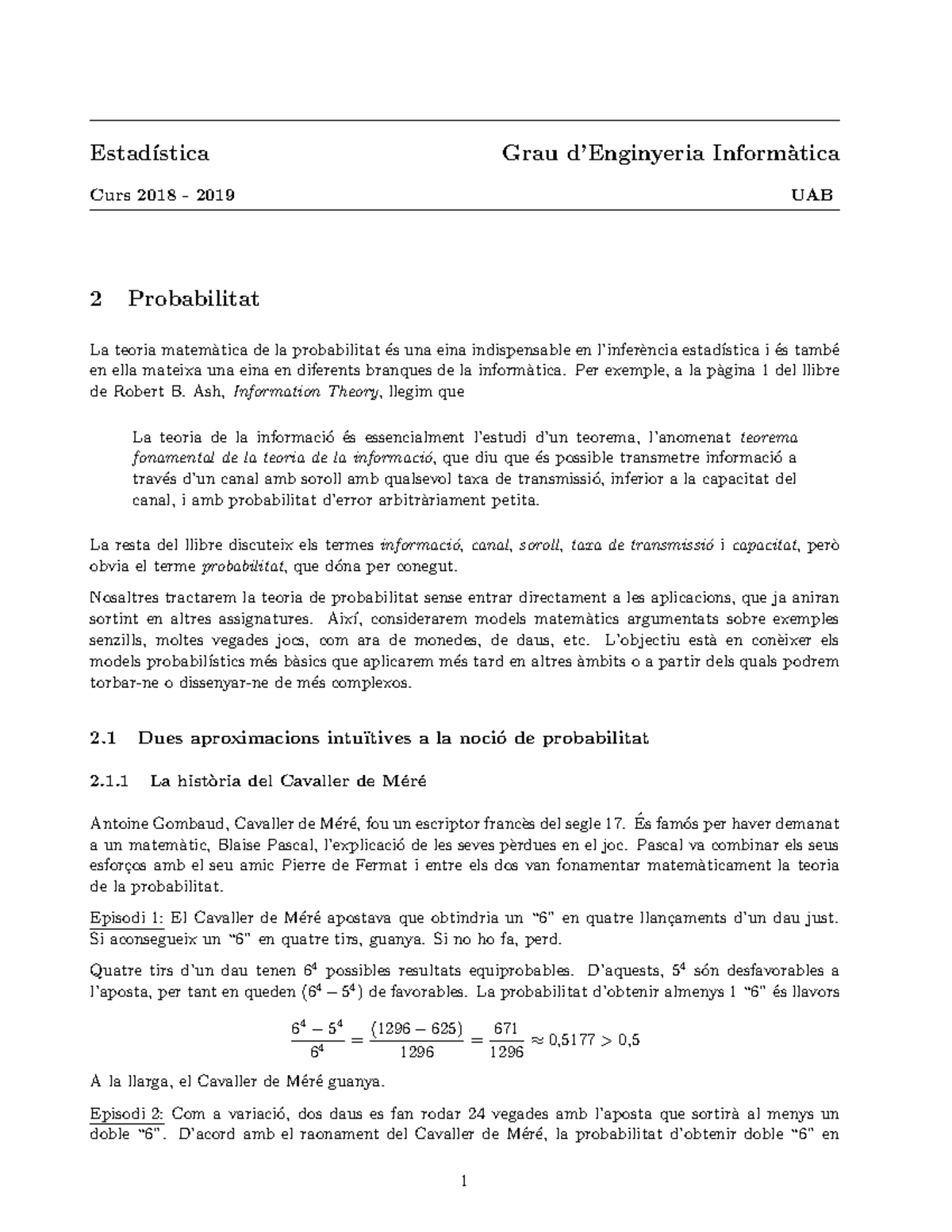 Apunts probabilitat - Estadística - UAB - Studocu