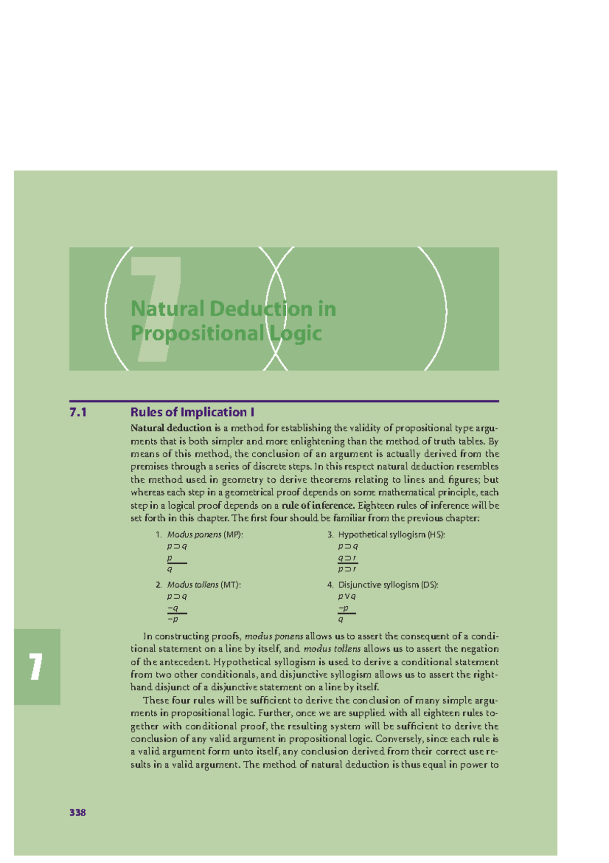 7 - Natural deduction is a method for establishing the validity of ...