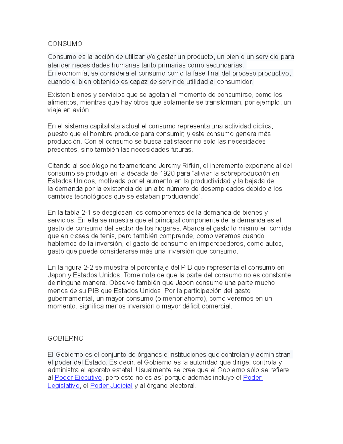 Consumo 2 - fggff - CONSUMO Consumo es la acción de utilizar y/o gastar ...