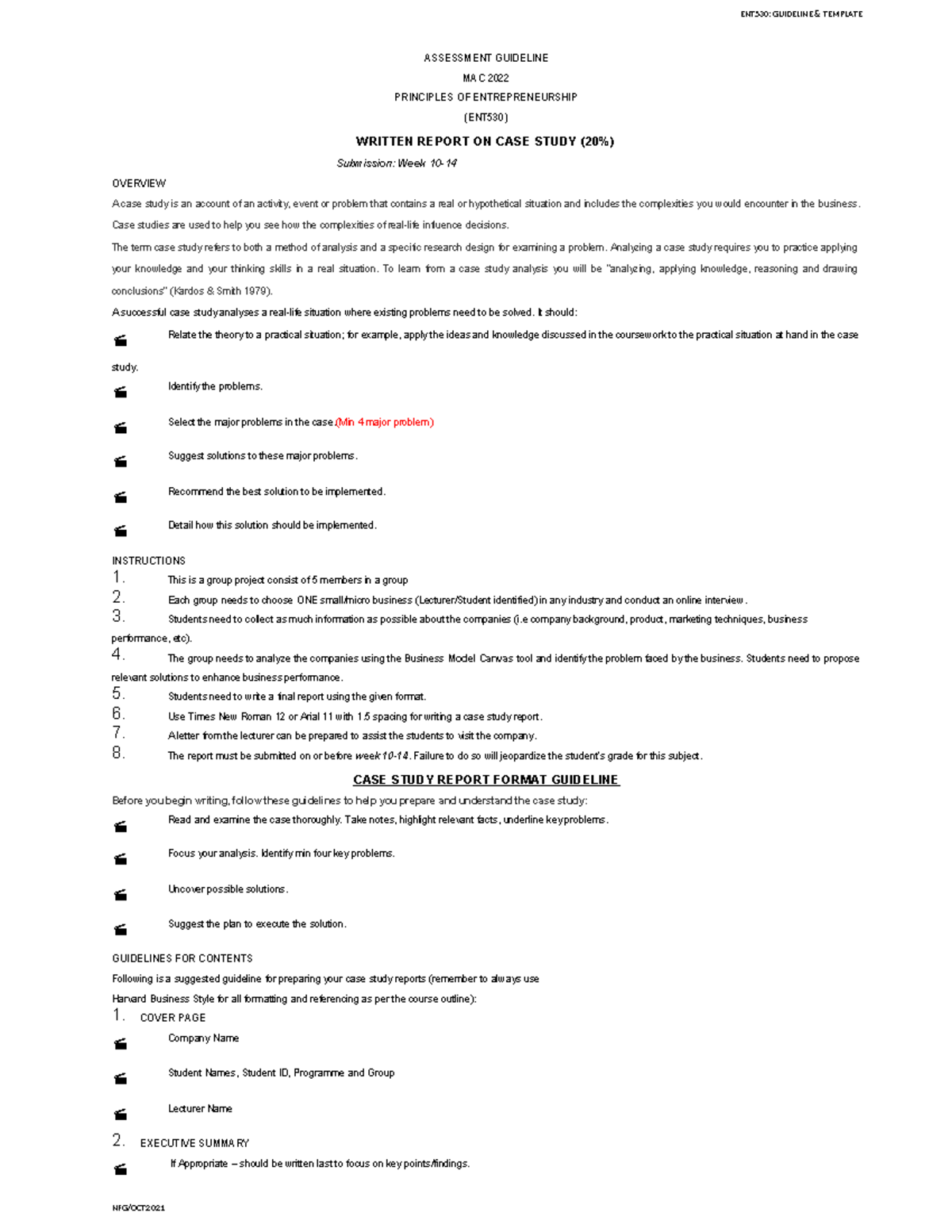 ENT530 Guideline AND Template MAC 242021 sample - ASSESSMENT GUIDELINE MAC 2022 PRINCIPLES OF ...