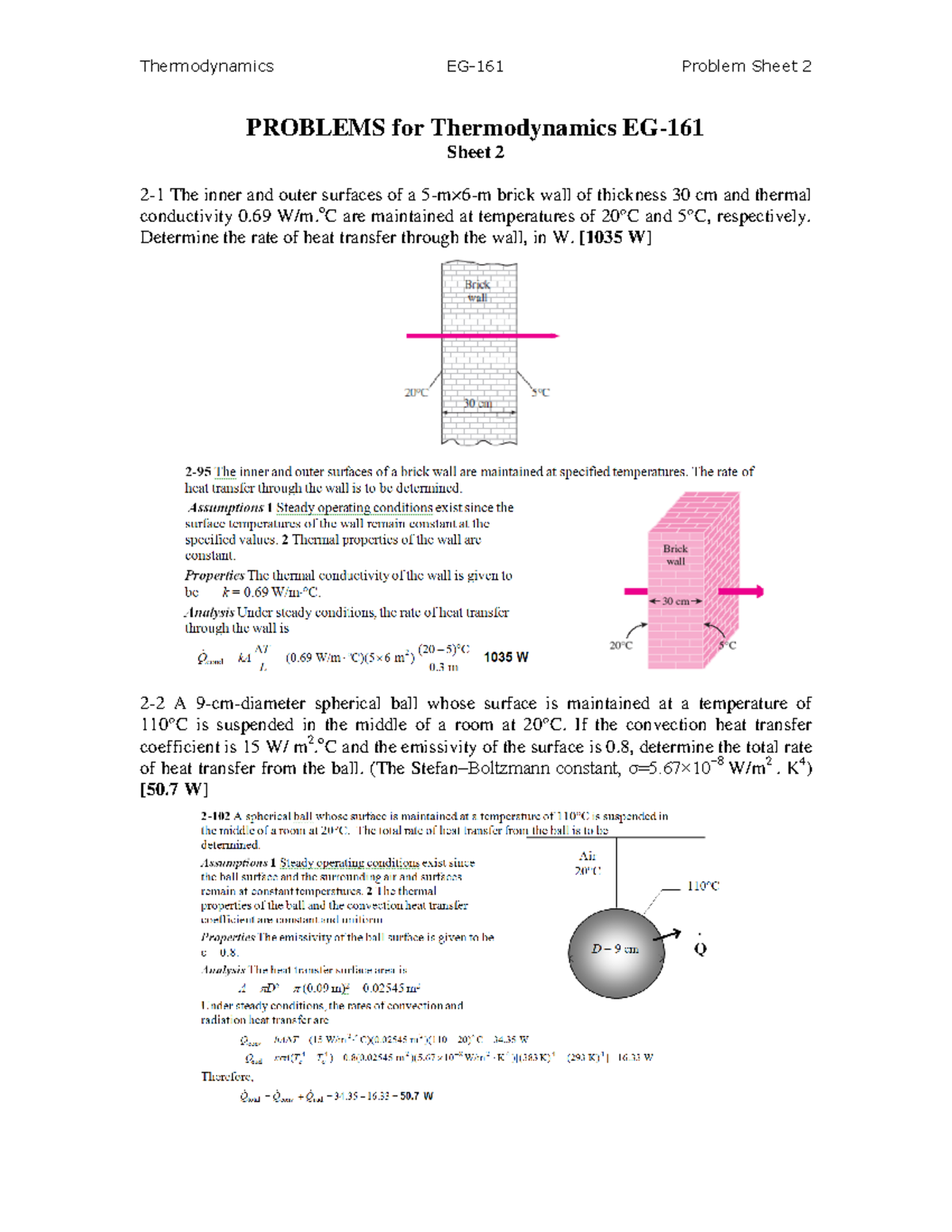Chapter 2 Worked Examples Answersheet 1 - Thermodynamics EG-161 Problem ...
