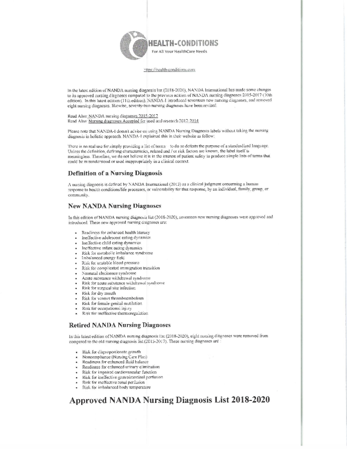 NANDA- Mary Winton/ Michele Carswell - NUR 260 - Studocu
