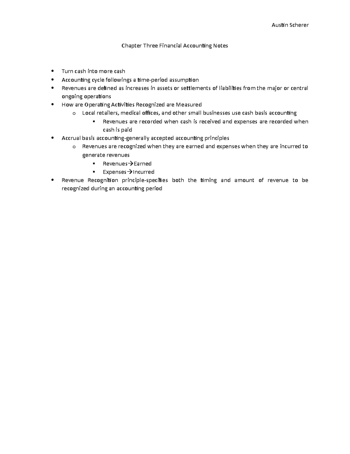 Chapter Three Financial Accounting Notes - Austin Scherer Chapter Three ...