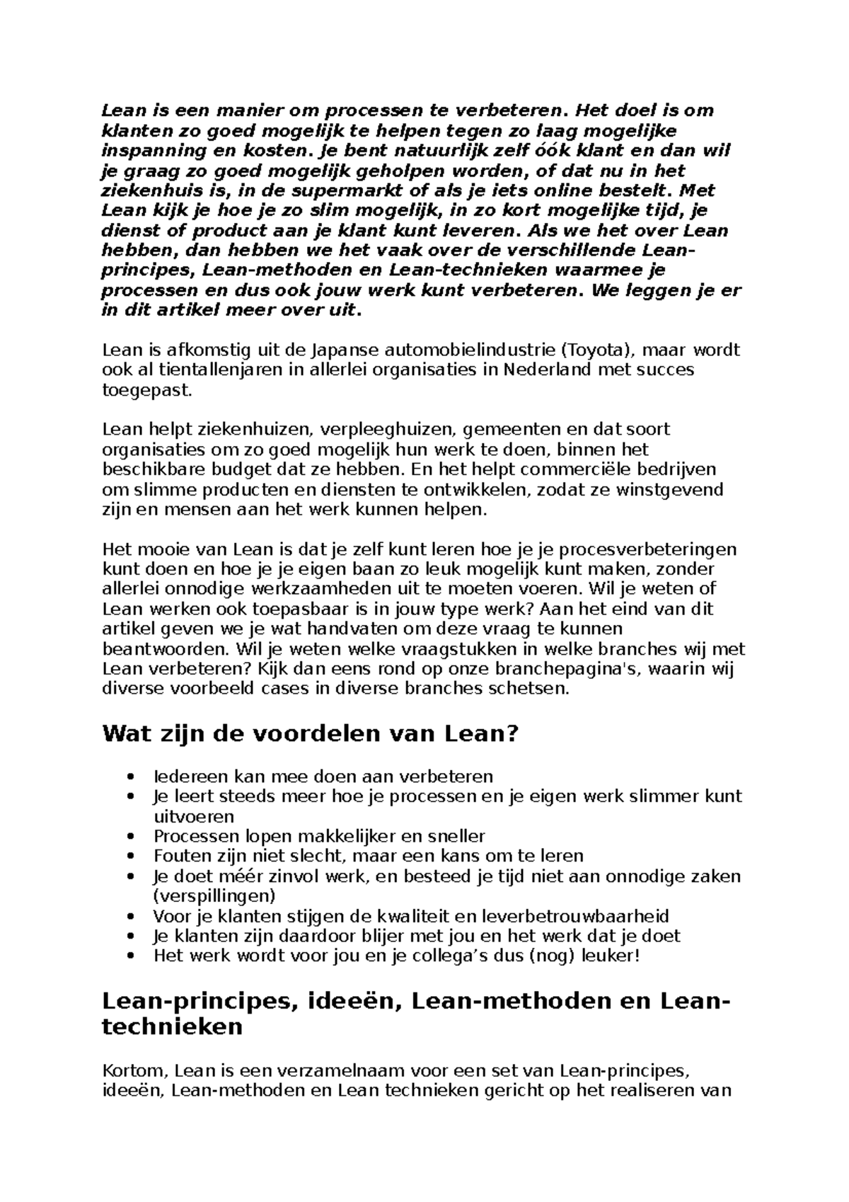 Wat is LEAN - De principes van LEAN uitgelegd. - Lean is een manier om ...