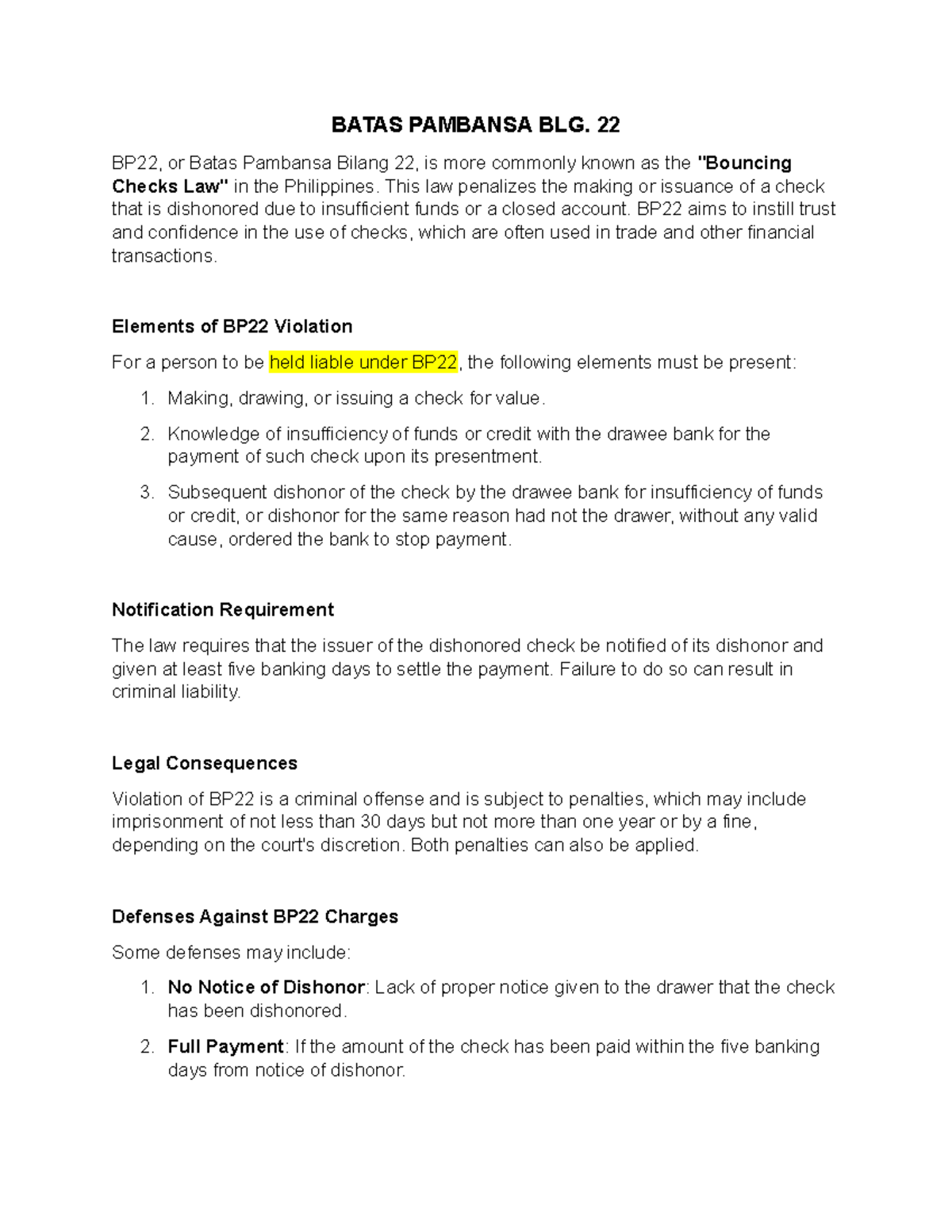 Batas- Pambansa-22 - BP22 - BATAS PAMBANSA BLG. 22 BP22, or Batas ...