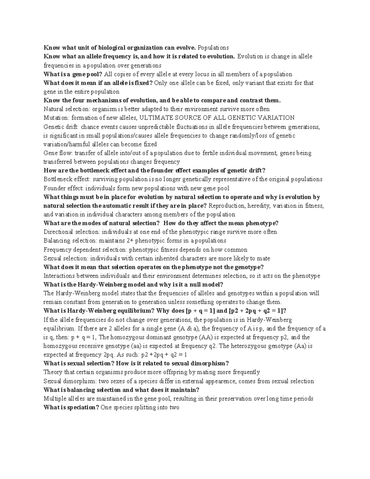 Chapter 21-22 - Test Study Guide - Know what unit of biological ...