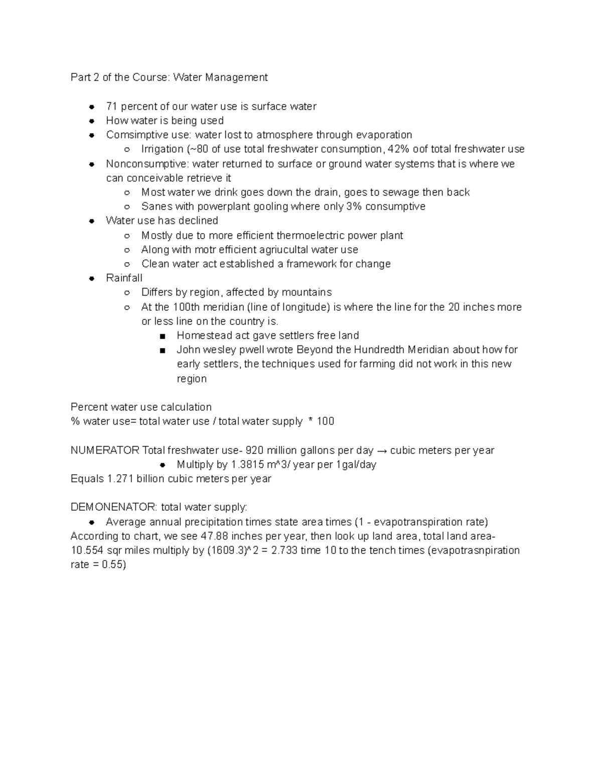 Water management - EESC1170.01 - Studocu