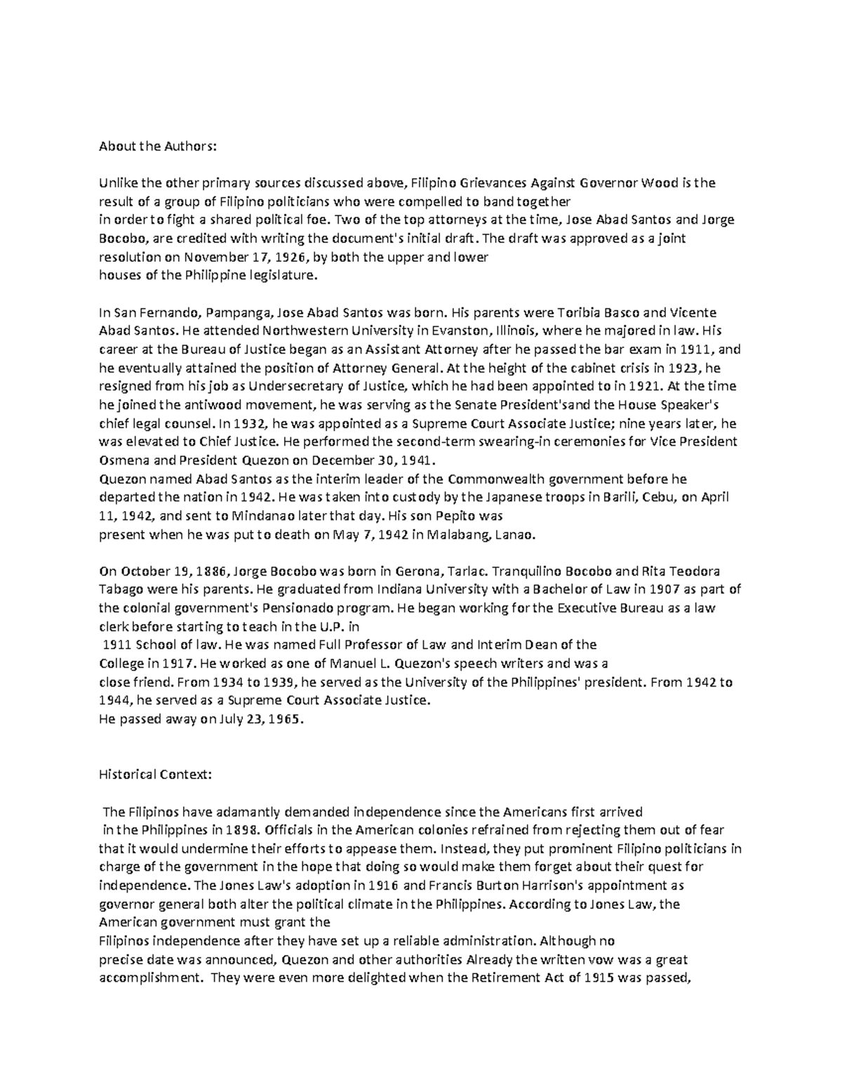 Experts from filipino grievances against governor wood by the ...