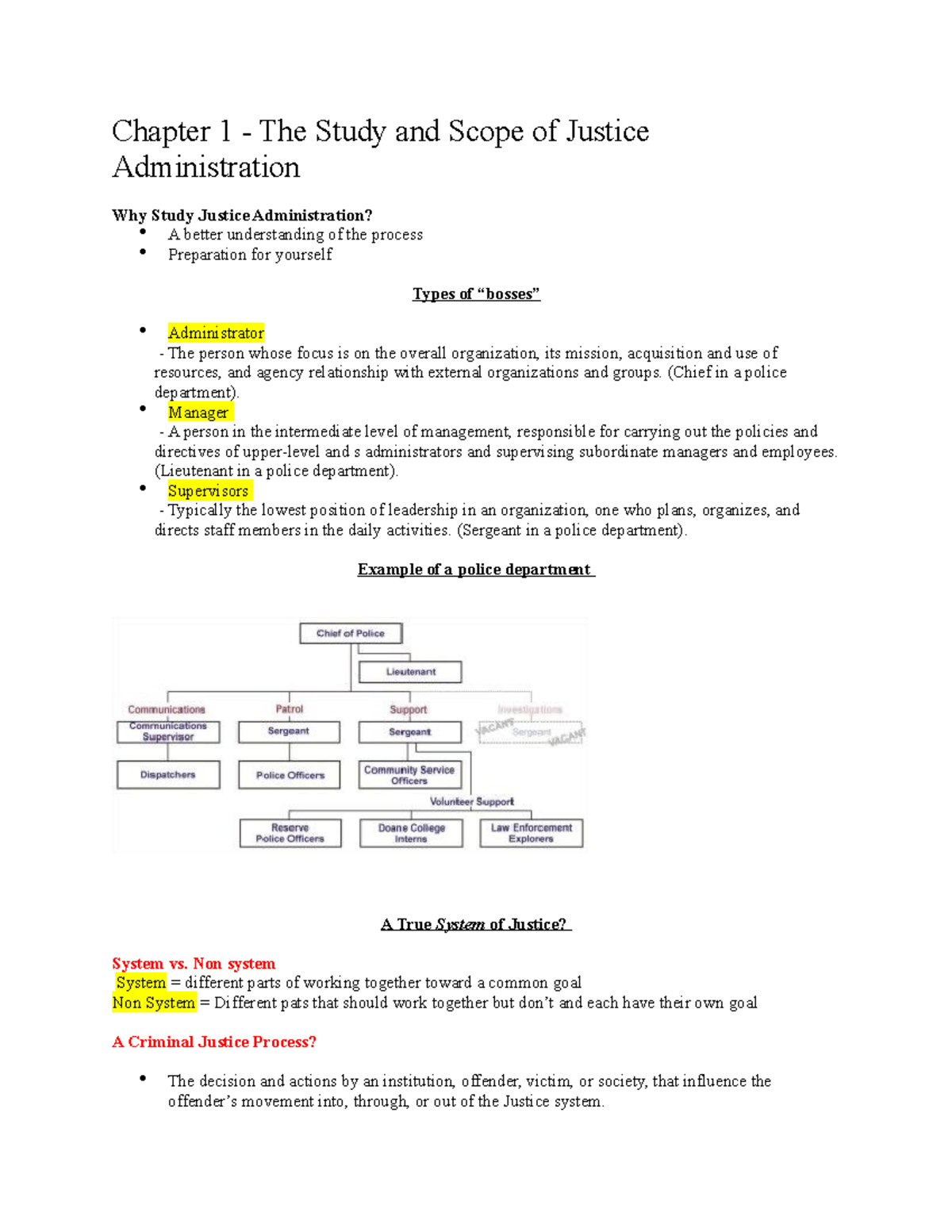 CJ Notes 3020 chap 1 - Chapter 1 CJ 3020 - Chapter 1 - The Study and ...
