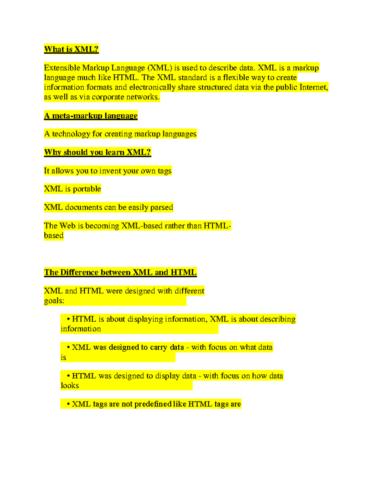 CS311 Topic 90 TO 151 - What is XML? Extensible Markup Language (XML) is used to describe data ...